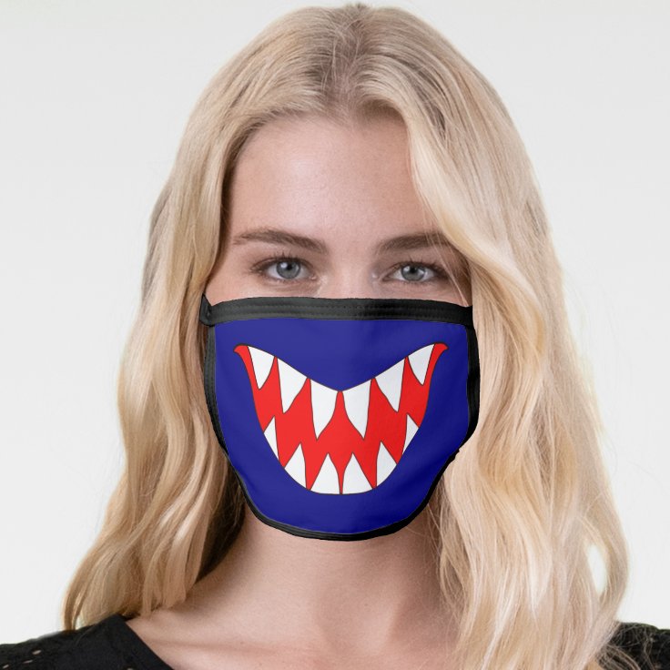 Cartoon Sharp Shark white teeth Face Mask | Zazzle