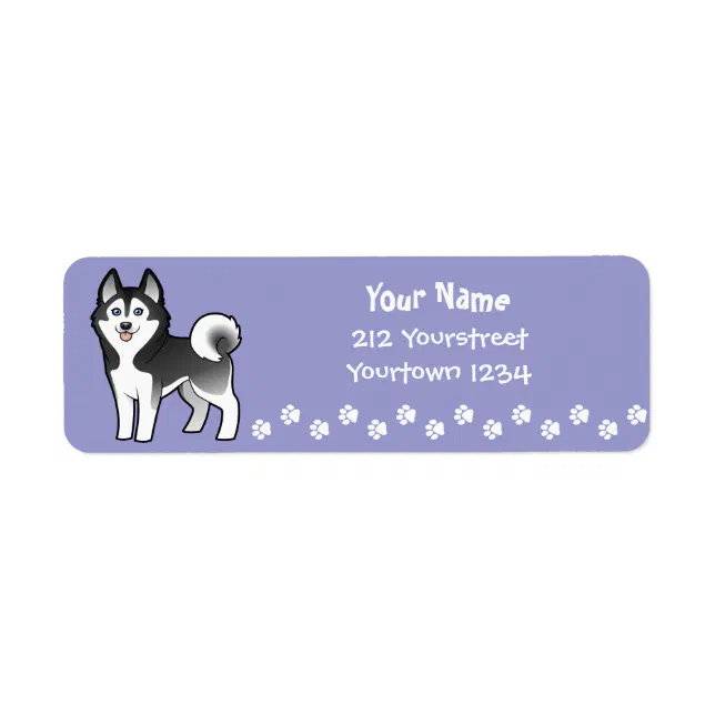 Cartoon Siberian Husky / Alaskan Malamute Label | Zazzle