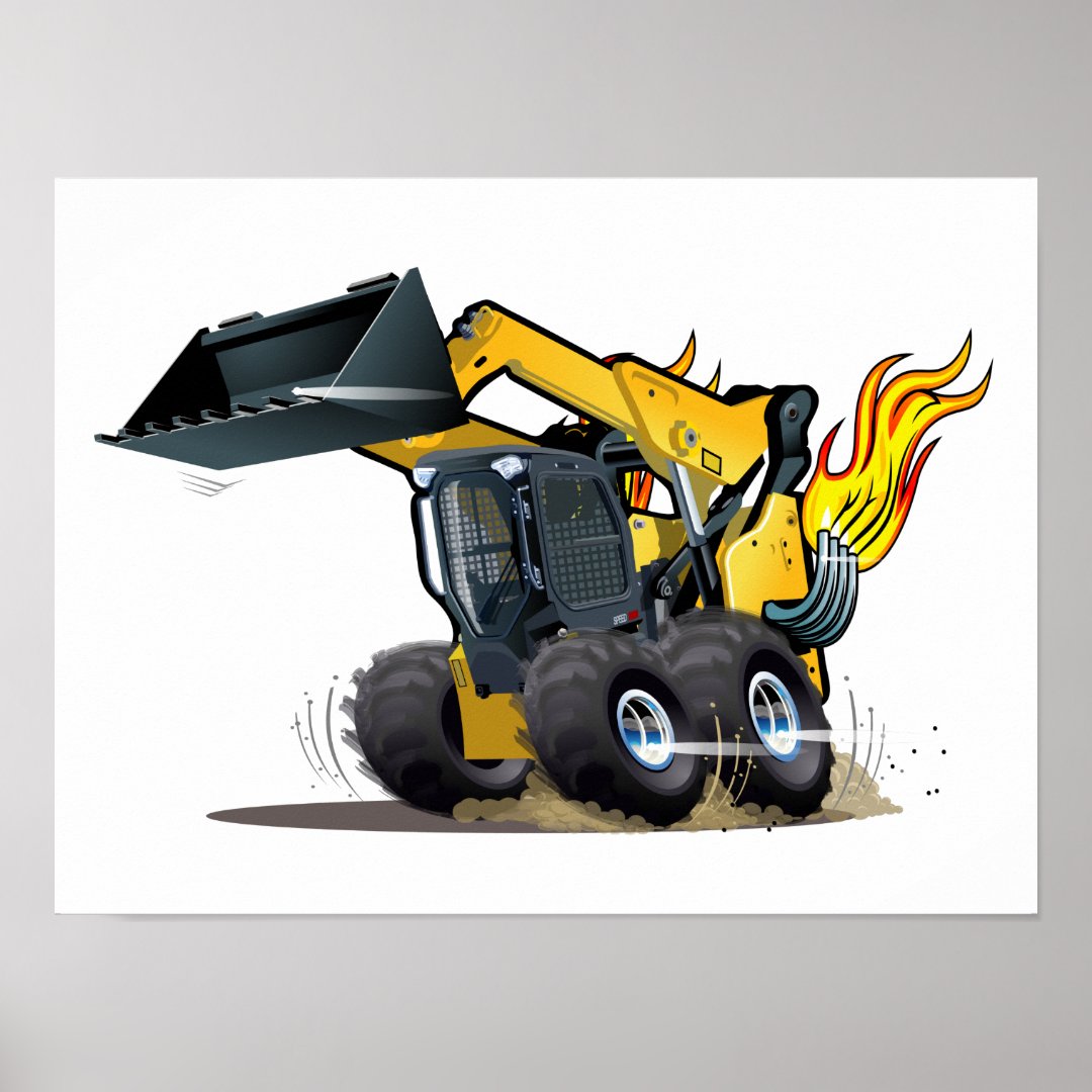 Cartoon skid steer poster | Zazzle