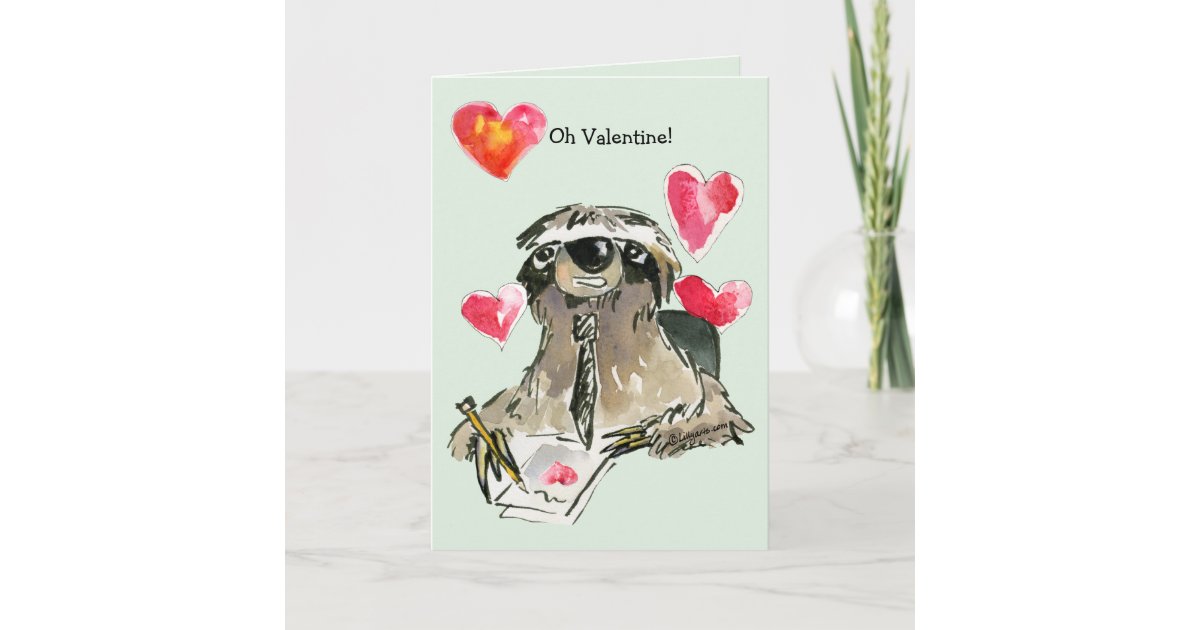 Cartoon Sloth Valentines Day Card | Zazzle