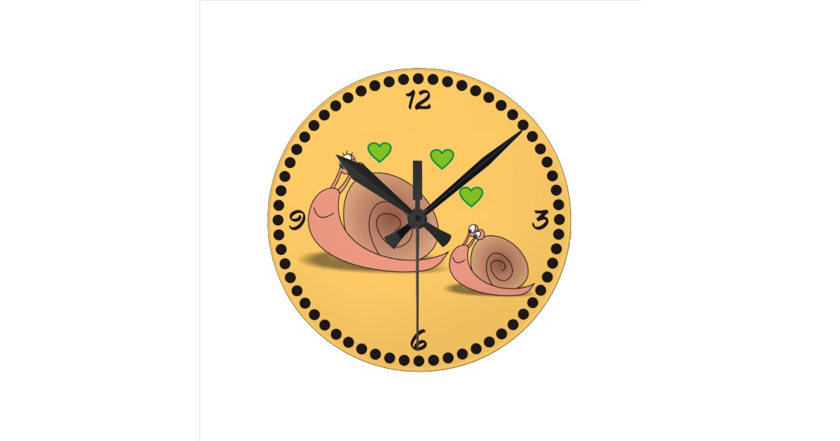 Cartoon Snails Cute Wall Clocks with Numbers | Zazzle.com