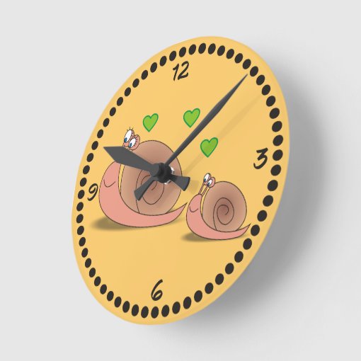 Cartoon Snails Cute Wall Clocks with Numbers | Zazzle
