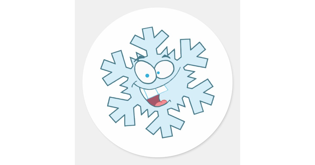 Cartoon Snowflake Classic Round Sticker | Zazzle
