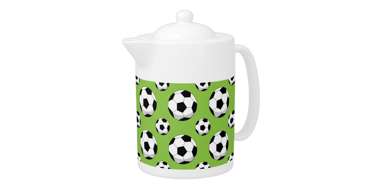 Cartoon Soccer Ball Pattern Teapot | Zazzle