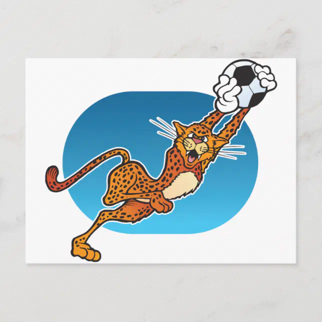 Cartoon Soccer Cheetah Postcard | Zazzle