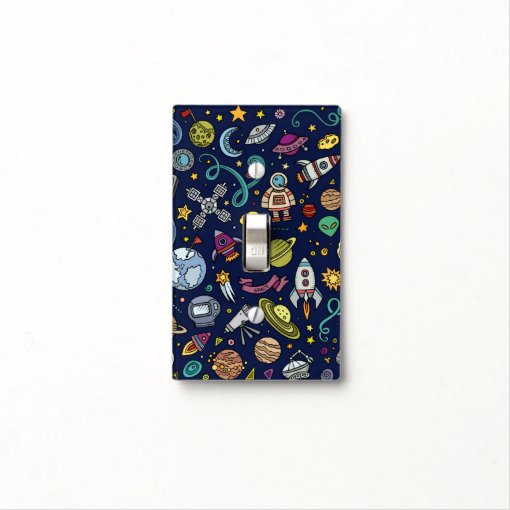 Cartoon Space Explorer Birthday Kids Theme Light Switch Cover | Zazzle