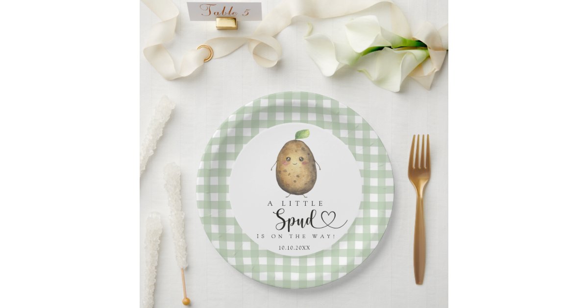 Cartoon Spud Baby Shower Paper Plates | Zazzle