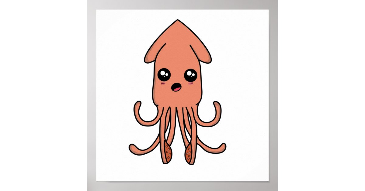 Cartoon Squid Poster | Zazzle