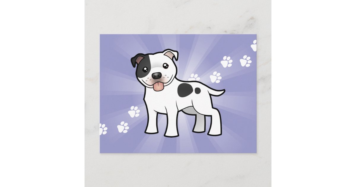 Cartoon Staffordshire Bull Terrier Postcard | Zazzle