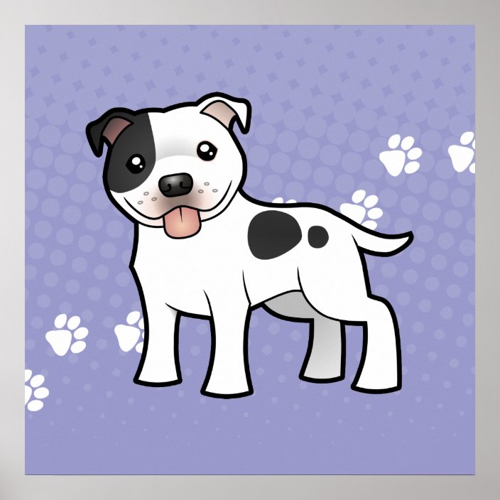 Cartoon Staffordshire Bull Terrier Poster | Zazzle.com