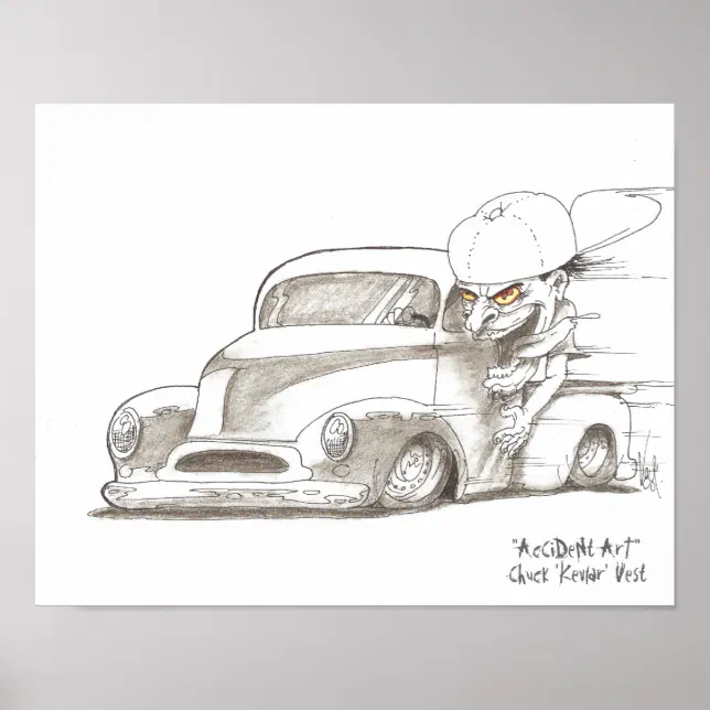 Cartoon Street Rod Posters | Zazzle