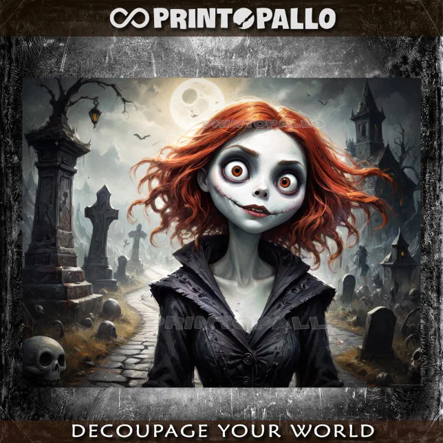 Cartoon style creepy girl in Halloween mood Tissue Paper | Zazzle