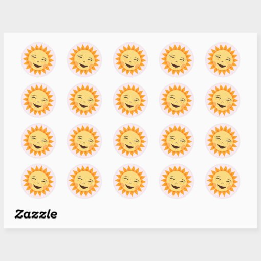 Cartoon sun adorable pink stickers for girls | Zazzle