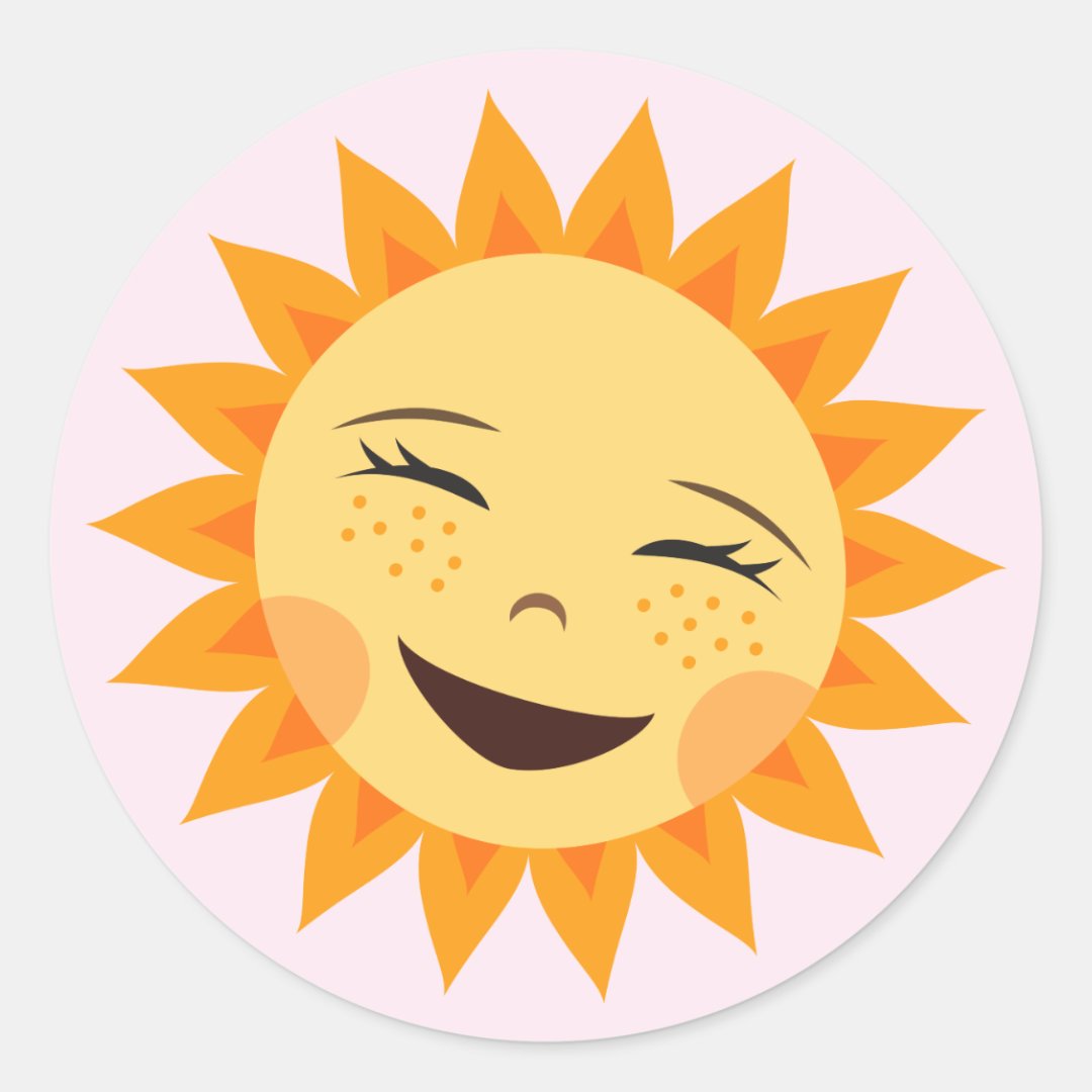 Cartoon sun adorable pink stickers for girls | Zazzle
