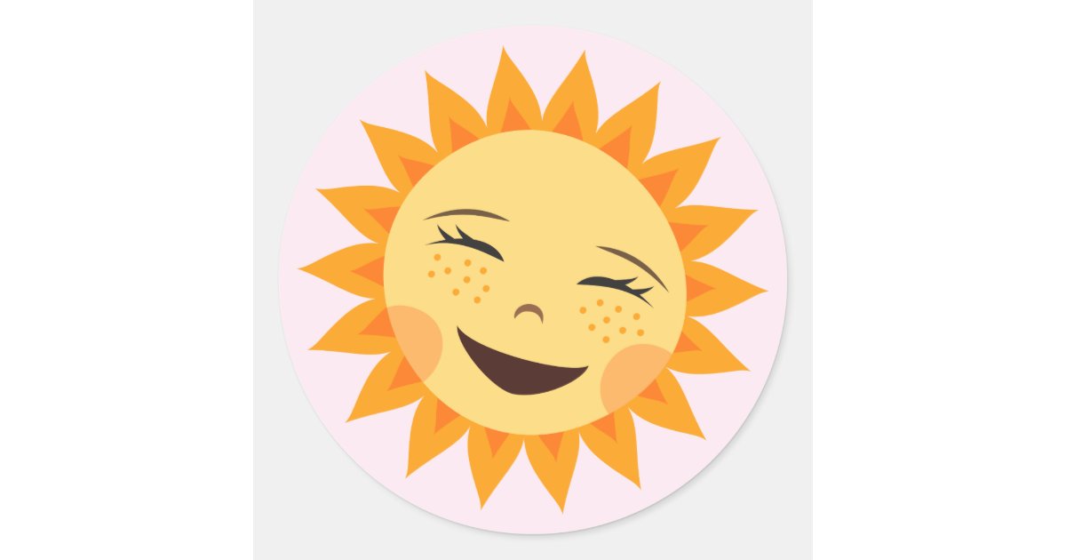 Cartoon sun adorable pink stickers for girls | Zazzle