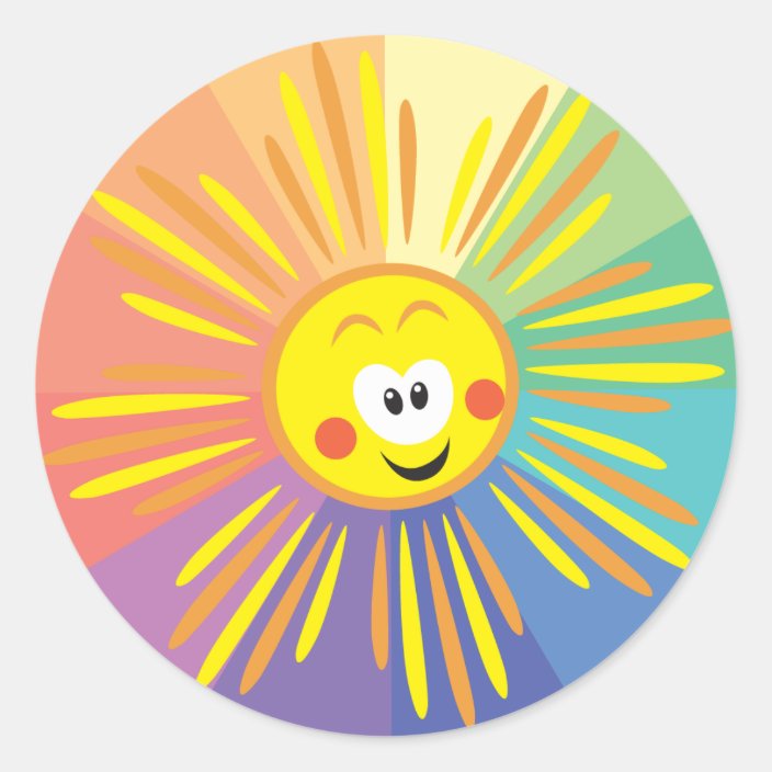 cartoon sun classic round sticker | Zazzle.com