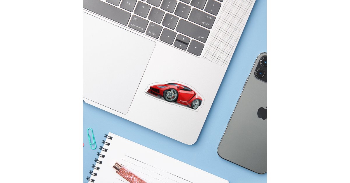 Cartoon super car sticker | Zazzle