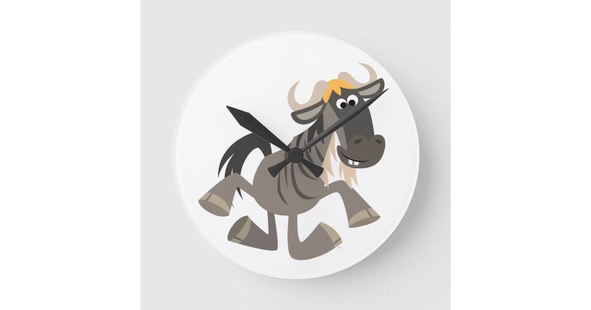 Cartoon Tap Dancing Wildebeest Wall Clock | Zazzle