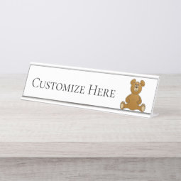 Cartoon Teddy Bear Desk Name Plate | Zazzle