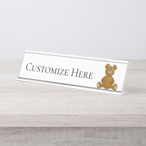 Cartoon Teddy Bear Desk Name Plate | Zazzle