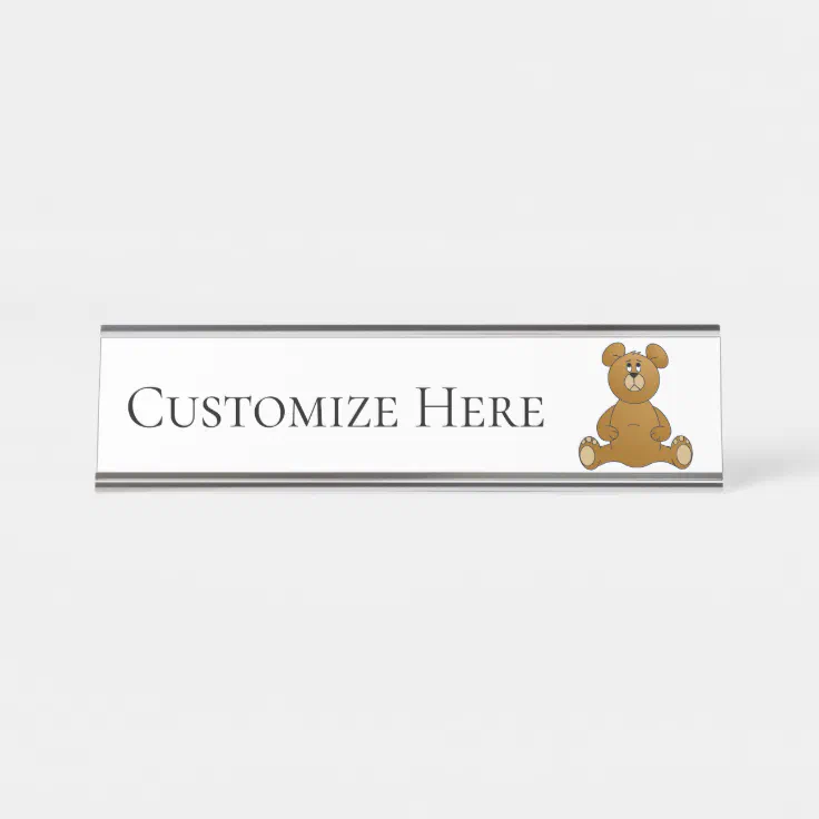Cartoon Teddy Bear Desk Name Plate | Zazzle