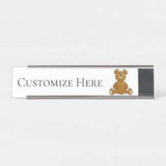 Cartoon Teddy Bear Desk Name Plate | Zazzle