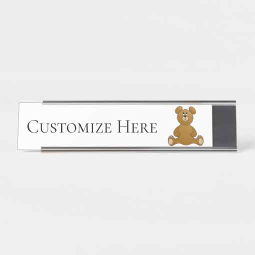 Cartoon Teddy Bear Desk Name Plate | Zazzle