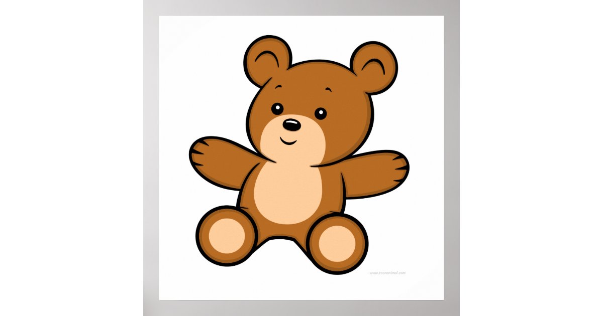 Cartoon Teddy Bear Poster | Zazzle