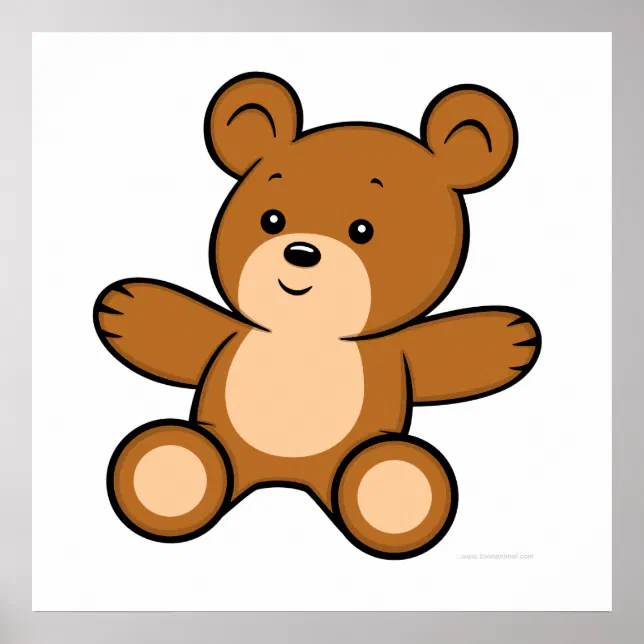Cartoon Teddy Bear Poster | Zazzle