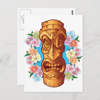 Cartoon Tiki Statue Postcard | Zazzle