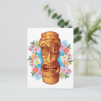 Cartoon Tiki Statue Postcard | Zazzle