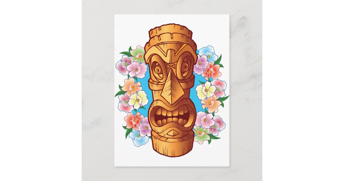 Cartoon Tiki Statue Postcard | Zazzle