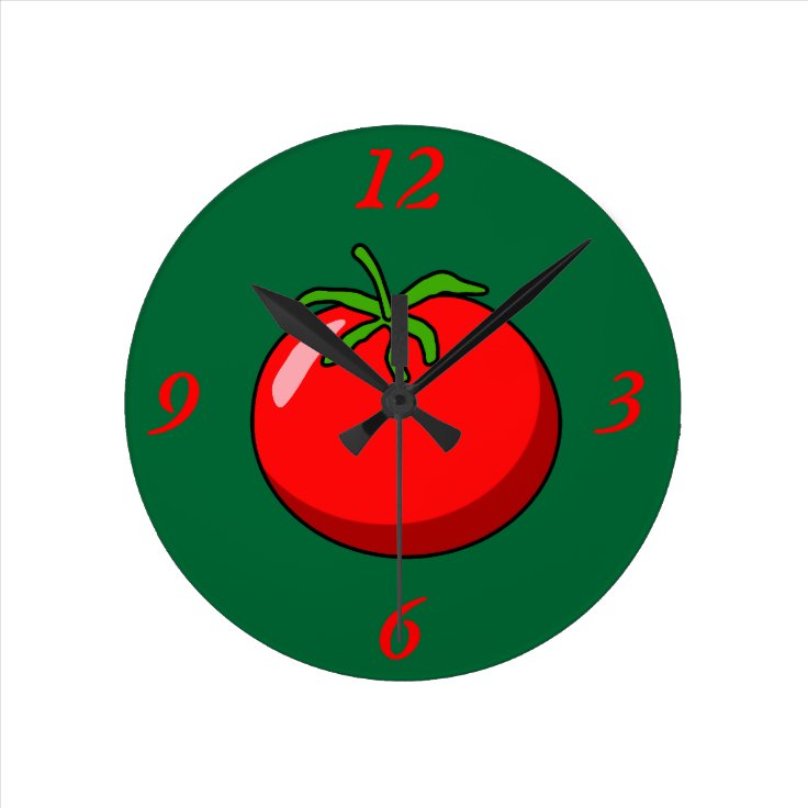 Cartoon Tomato Slice Round Clock | Zazzle