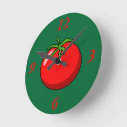 Cartoon Tomato Slice Round Clock | Zazzle