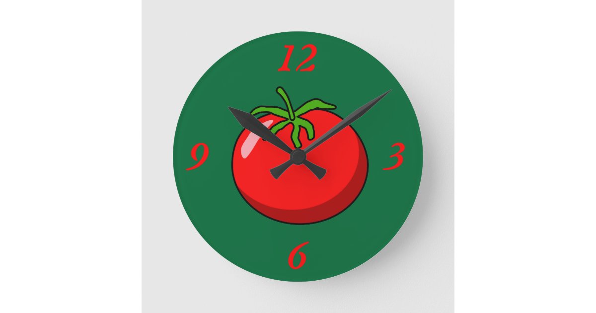 Cartoon Tomato Slice Round Clock | Zazzle
