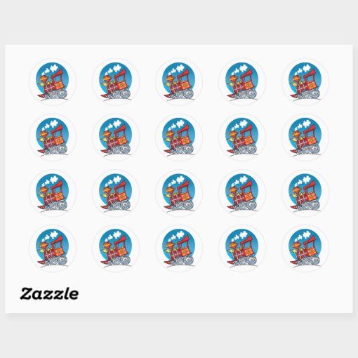 Cartoon Train Engine Classic Round Sticker | Zazzle