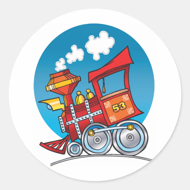 Cartoon Train Engine Classic Round Sticker | Zazzle