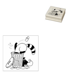 Cartoon Trash Can Raccoon Rubber Stamp | Zazzle