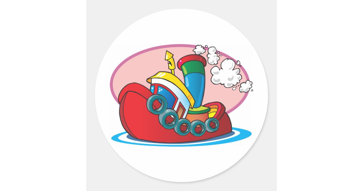 Cartoon Tugboat Classic Round Sticker | Zazzle