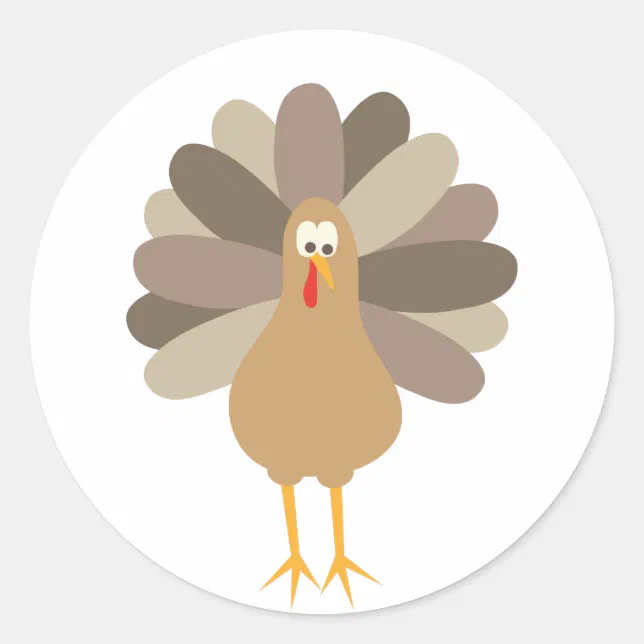 Cartoon Turkey Classic Round Sticker | Zazzle