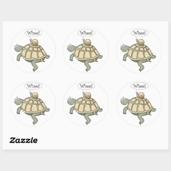 Cartoon turtle and snail Whee! Fun sticker gifts. | Zazzle