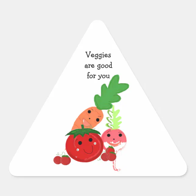 Cartoon Vegetables Triangle Sticker | Zazzle