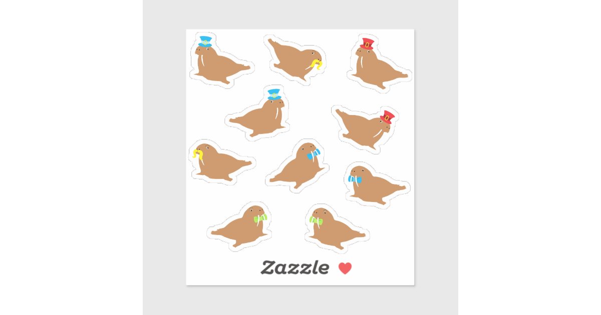 Cartoon Walrus Sticker | Zazzle