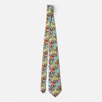Cartoon Watercolor Sloth Pattern Neck Tie | Zazzle