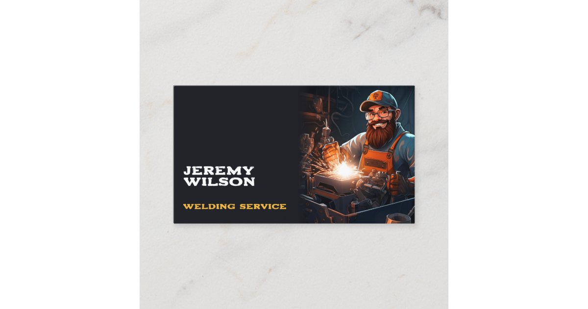 Cartoon Welder Metal Welding Service Steelwork Business Card | Zazzle