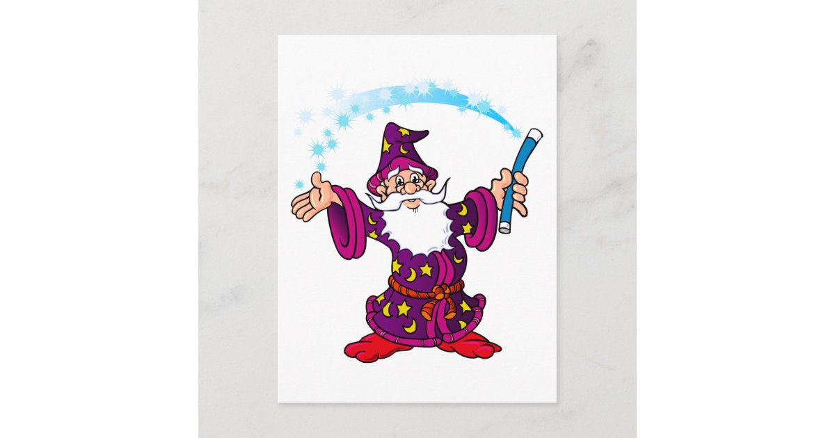 Cartoon Wizard Postcard | Zazzle