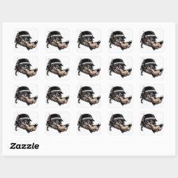 Cartoon Wolf Square Sticker | Zazzle