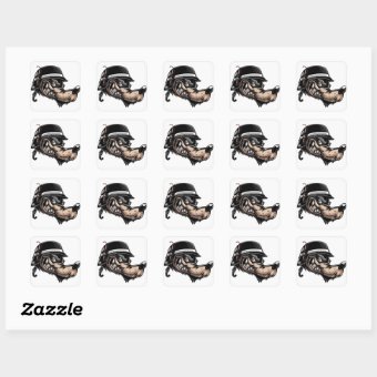 Cartoon Wolf Square Sticker | Zazzle