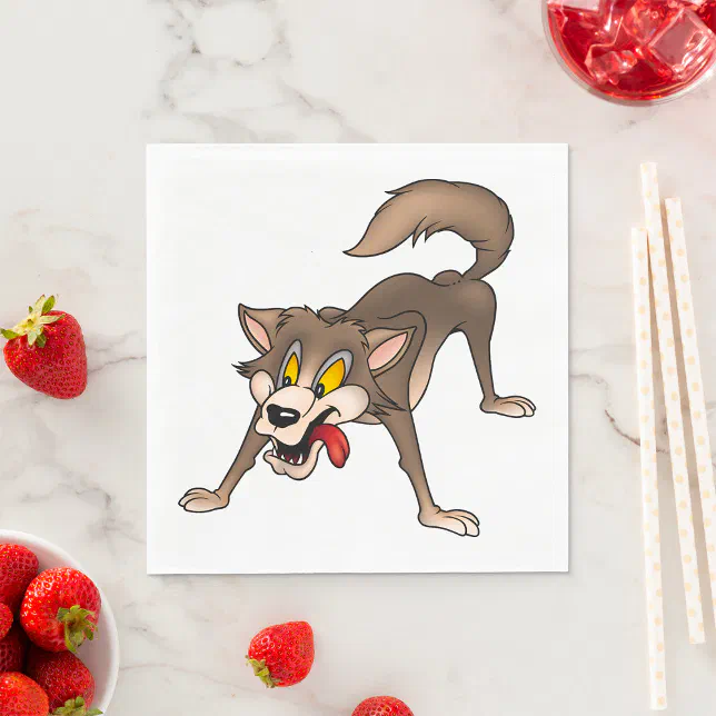 Cartoon Wolf with Goofy Expression Napkins | Zazzle
