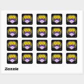 Cartoon woman with beauty mark and glasses v2 square sticker | Zazzle